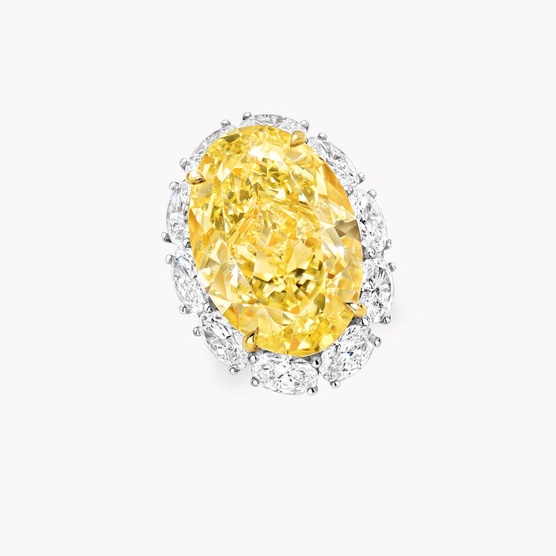 Fancy Intense Yellow Internally Flawless Oval Diamond Solitaire Ring ...