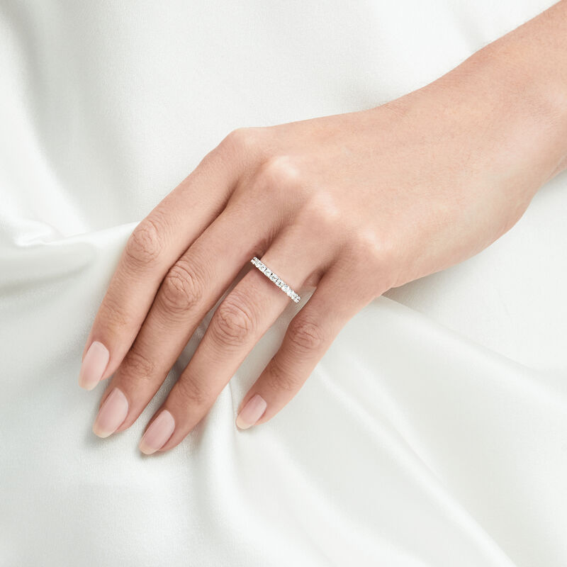 Castle Set Round Diamond Wedding Band, Platinum - Graff