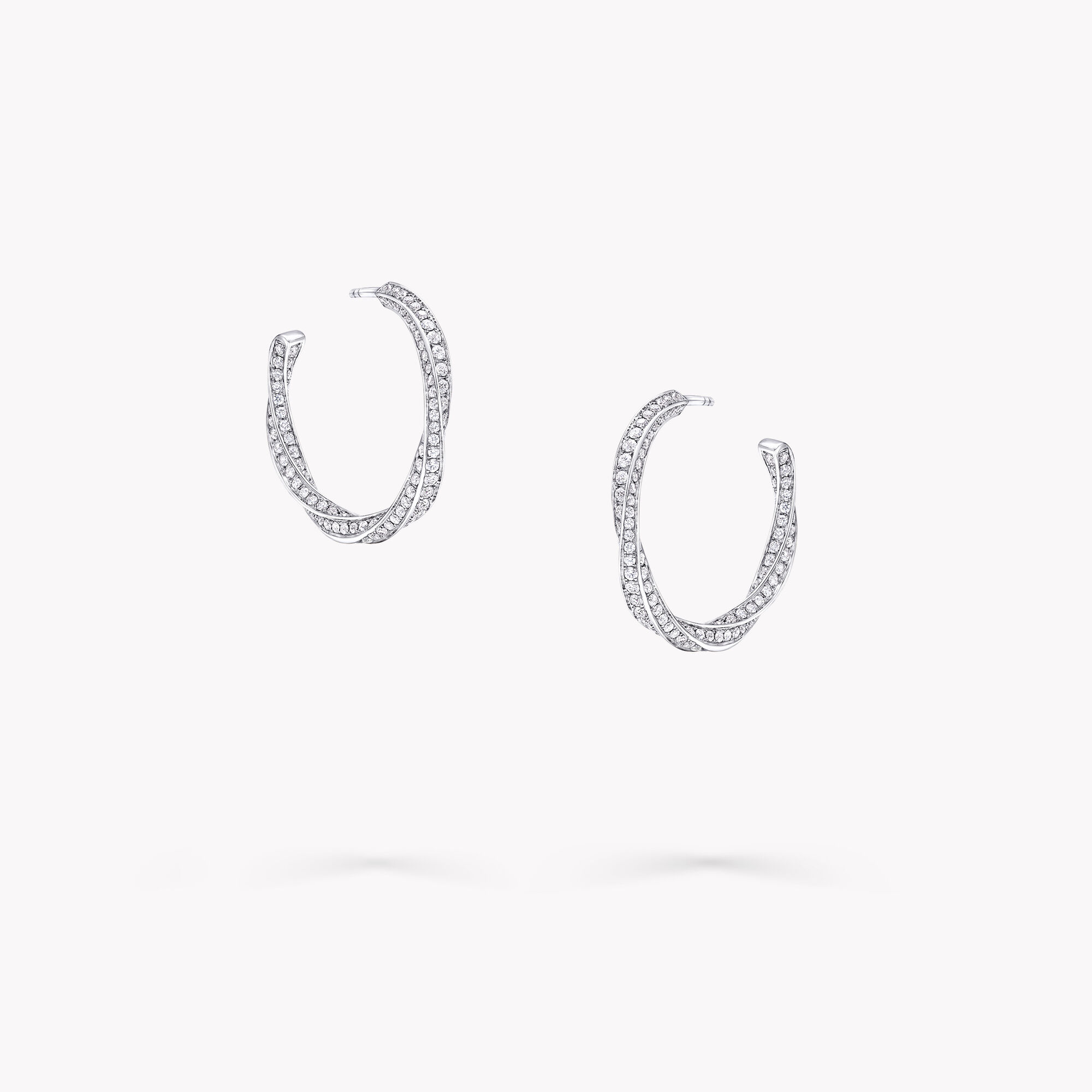 Spiral Diamond Hoop Earrings, White Gold - Graff