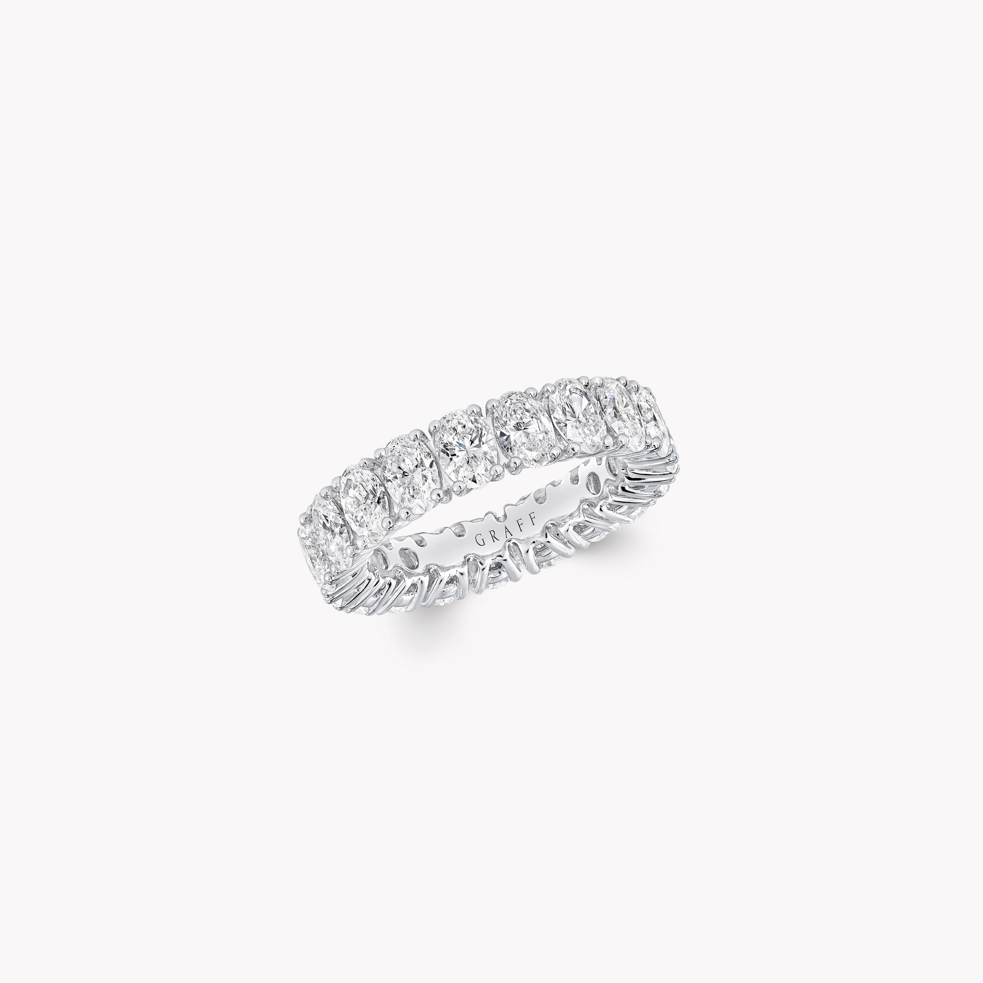 Shared Claw Oval Diamond Wedding Band, Platinum - Graff