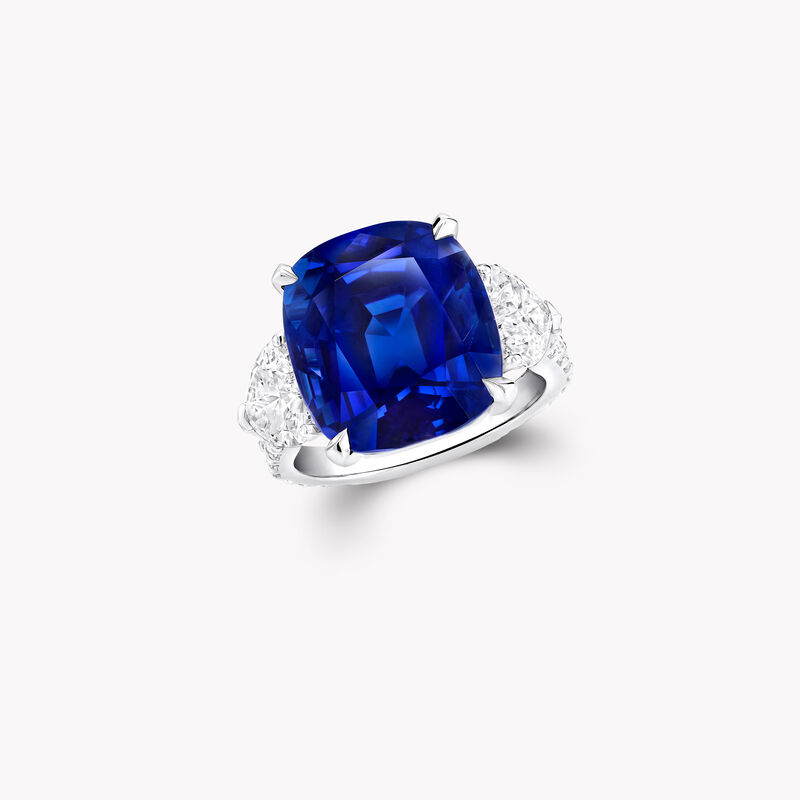 Sapphire Cushion Cut Solitaire Ring, - Graff