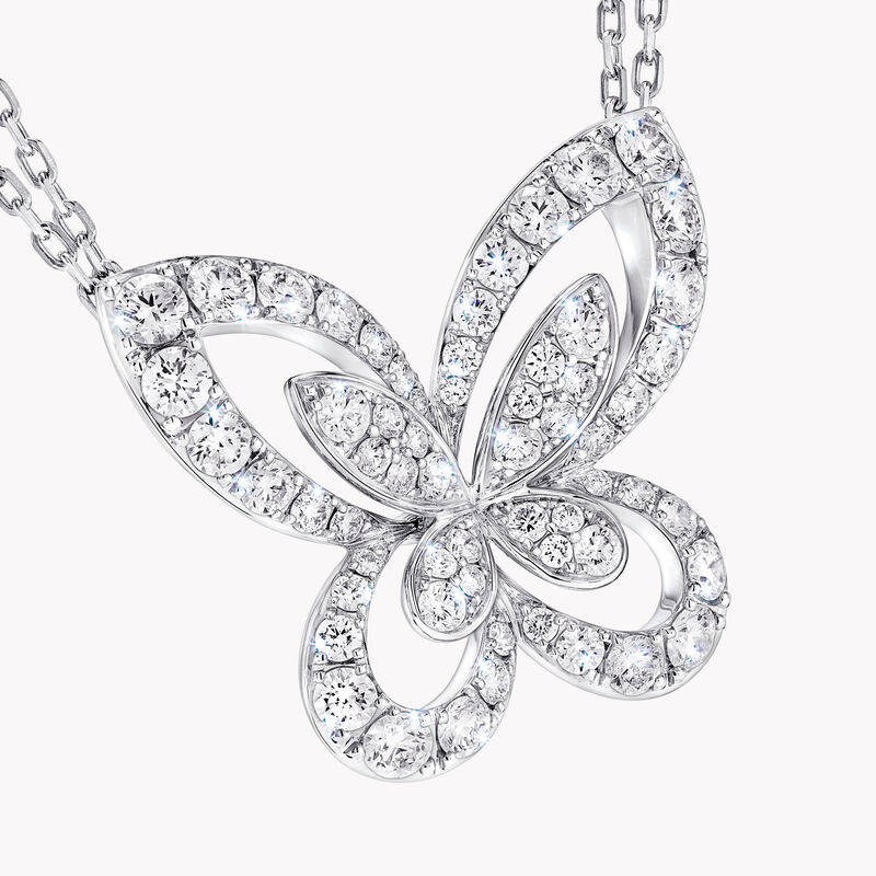 Butterfly Silhouette Large Diamond Pendant, white gold - Graff