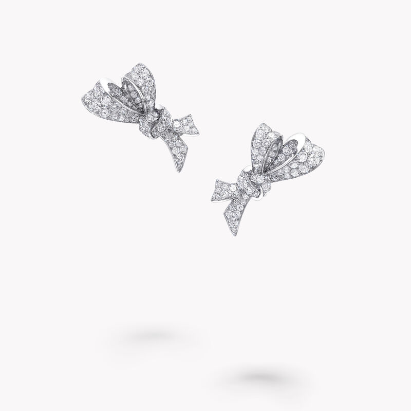 Tilda’s Bow Diamond Stud Earrings, White Gold - Graff