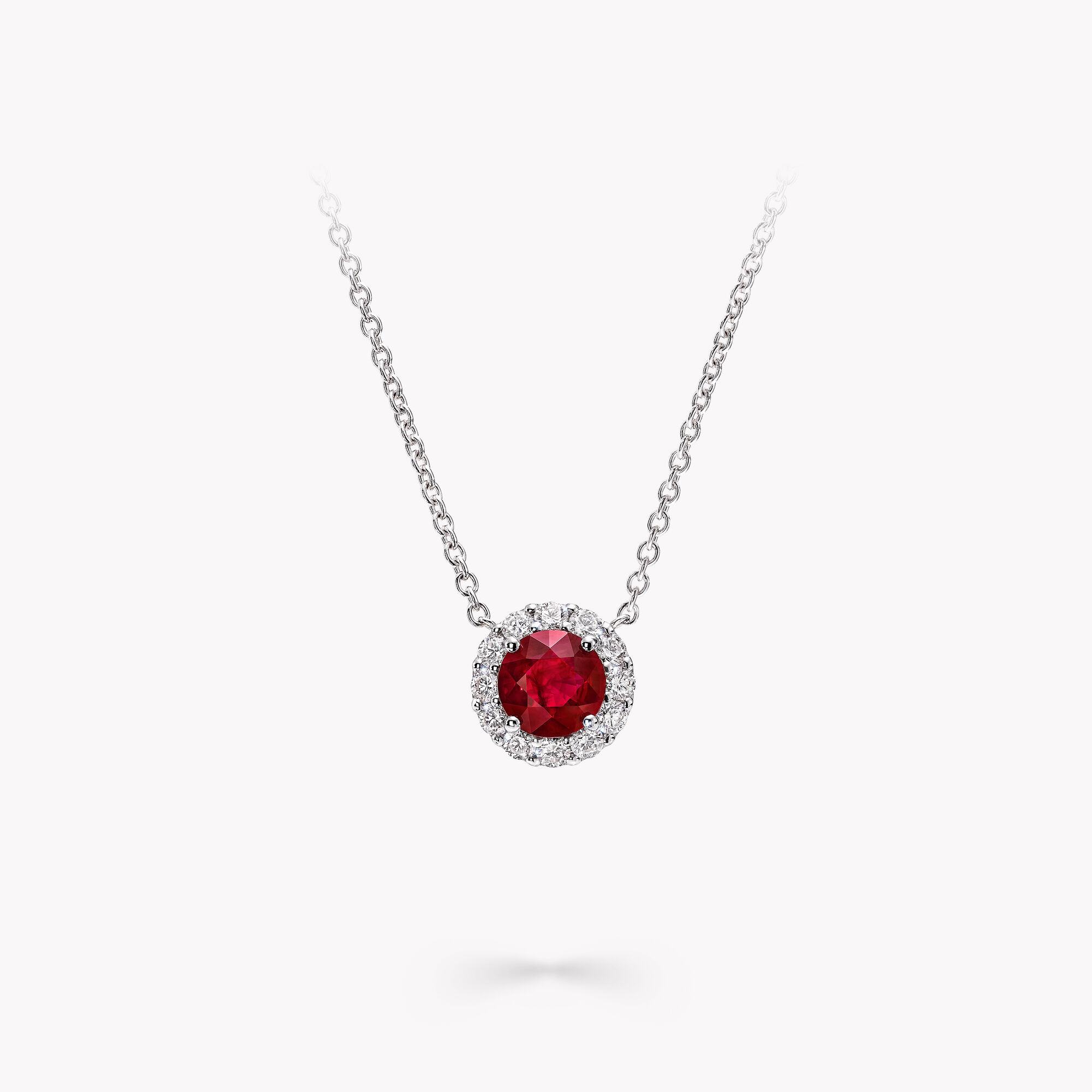 Icon Round Ruby and Diamond Pendant, White Gold - Graff