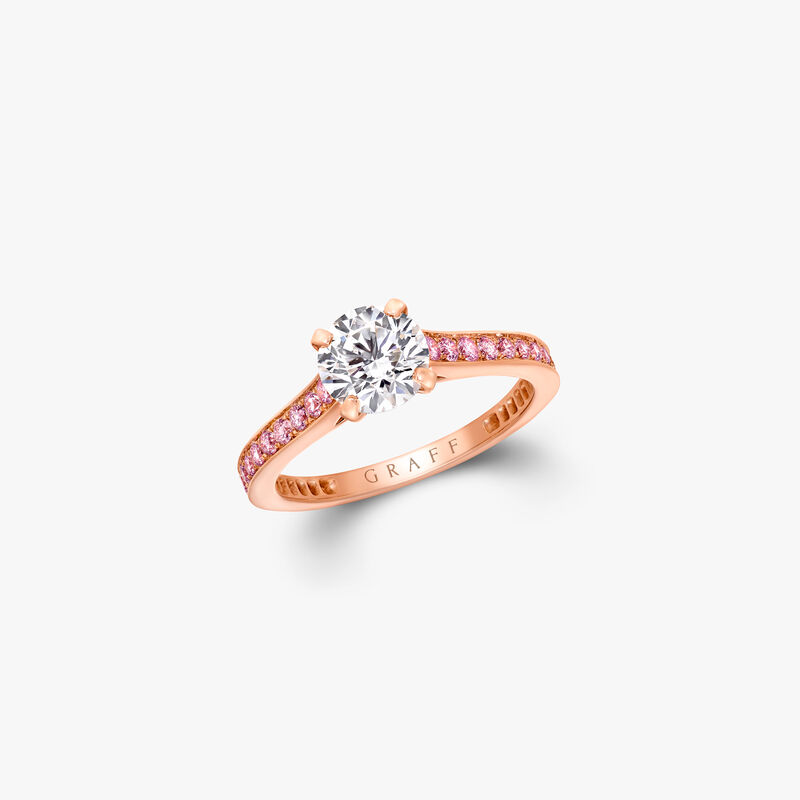 Flame Round Diamond Engagement Ring, Platinum & Rose Gold - Graff