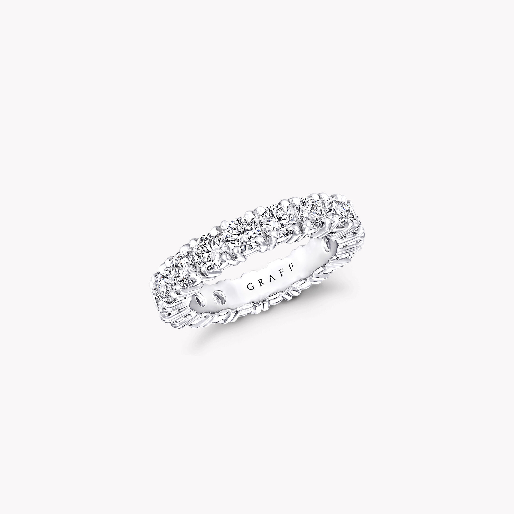 Four Claw Round Diamond Wedding Band, Platinum | Graff