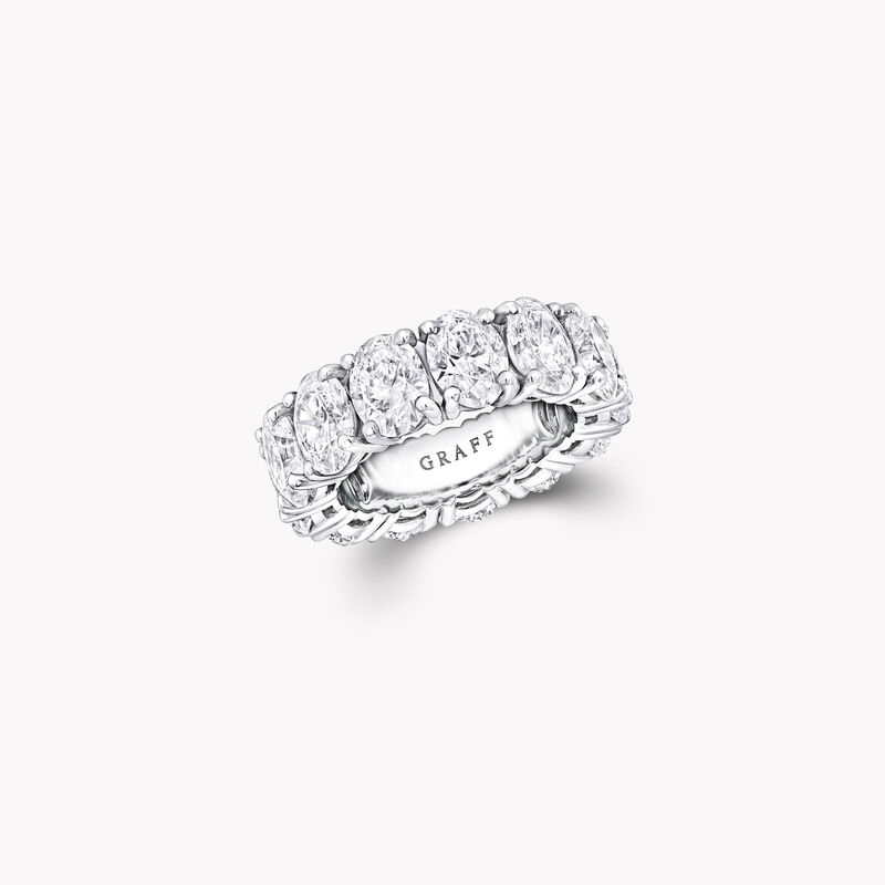 Claw Set Oval Diamond Eternity Ring, platinum, 0.75 carats - Graff