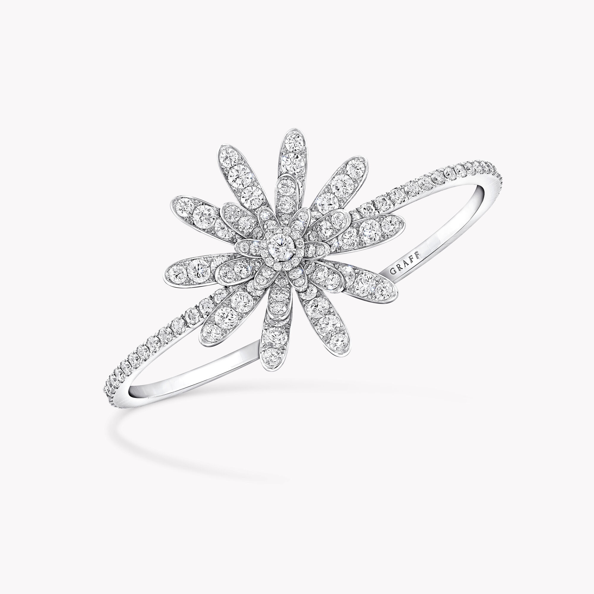 Large Wild Flower Diamond Bangle, WHITE GOLD - Graff