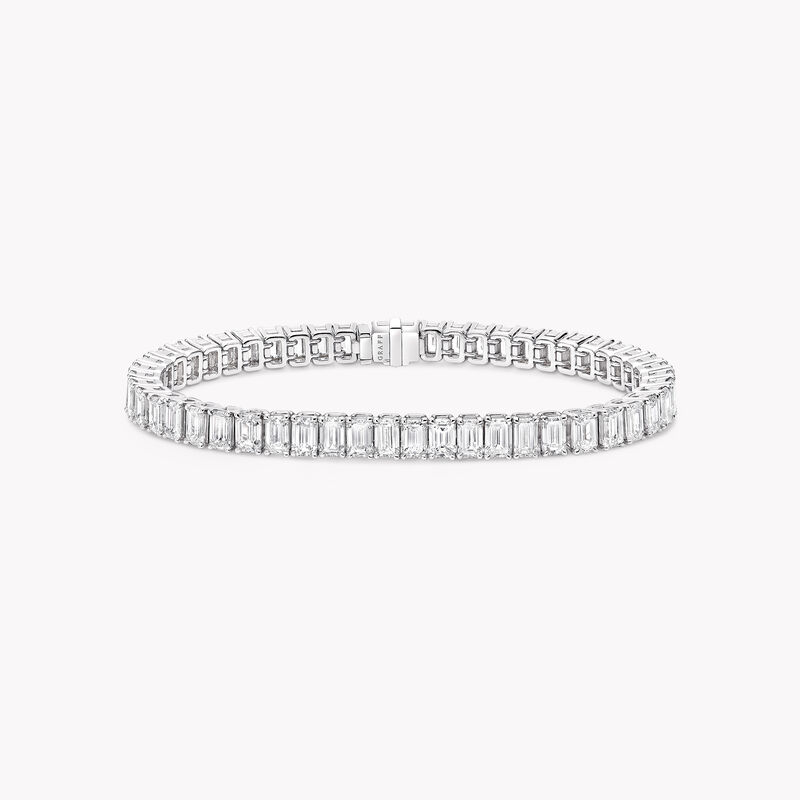 Slim Emerald Cut Diamond Bracelet, Platinum & White Gold - Graff