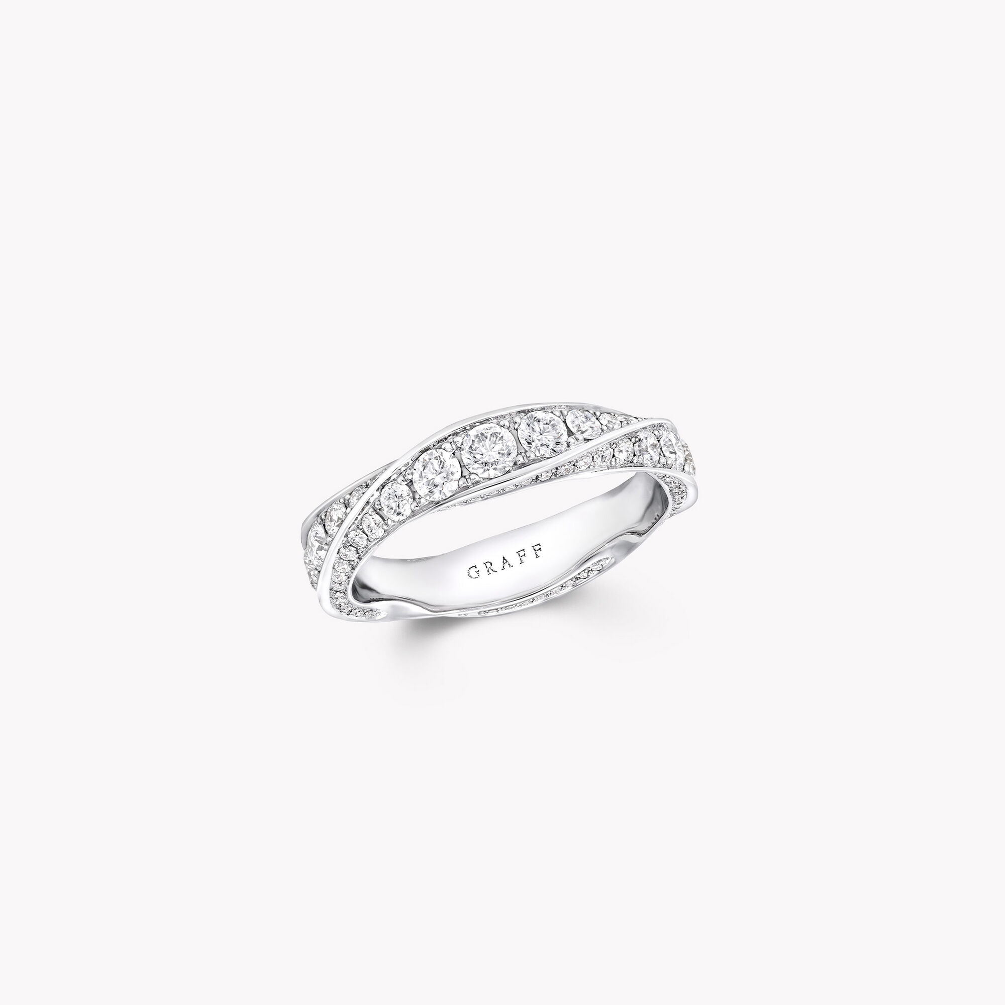Spiral Pavé Diamond Band, White Gold | Graff