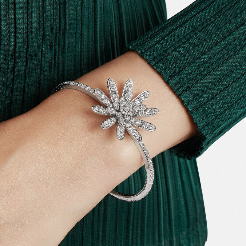 Large Wild Flower Diamond Bangle, WHITE GOLD - Graff