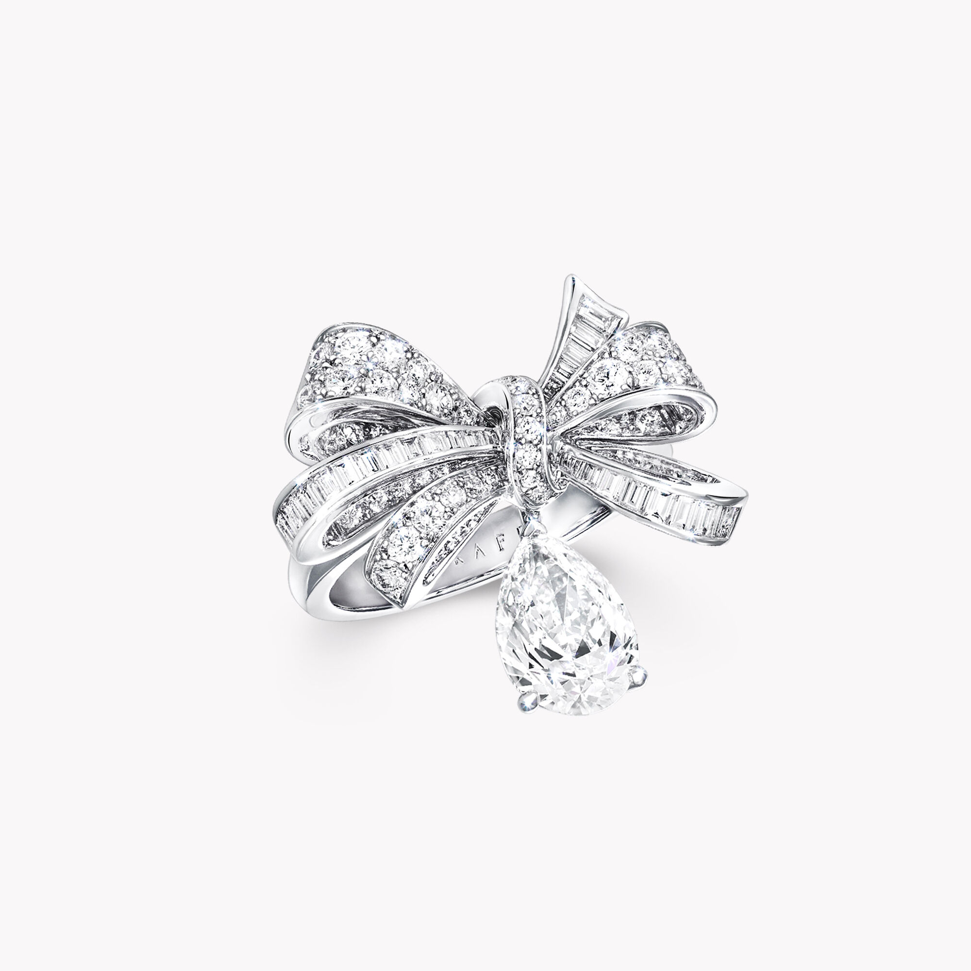 Tilda's Bow Classic Diamond Drop Ring, White Gold - Graff