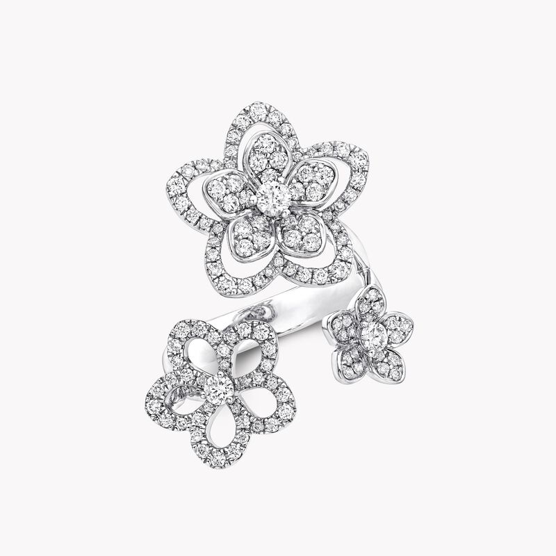 Wild Flower Triple Diamond Ring, white gold - Graff