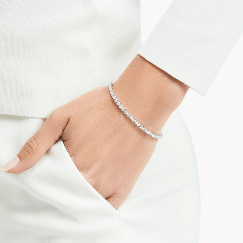 Round Diamond Slim Bracelet, White Gold - Graff