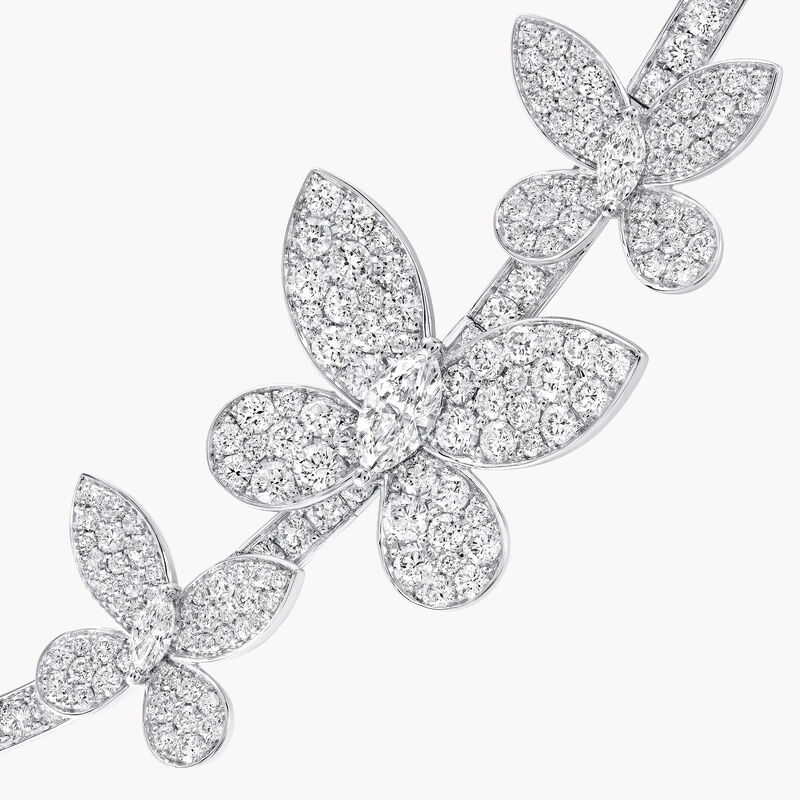 Pavé Butterfly Abstract Diamond Necklace, White Gold - Graff