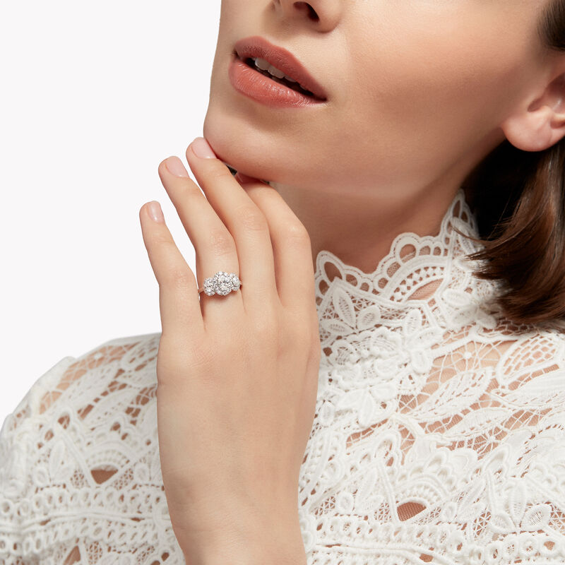 Icon Three Stone Oval Diamond Engagement Ring, White Gold - Graff