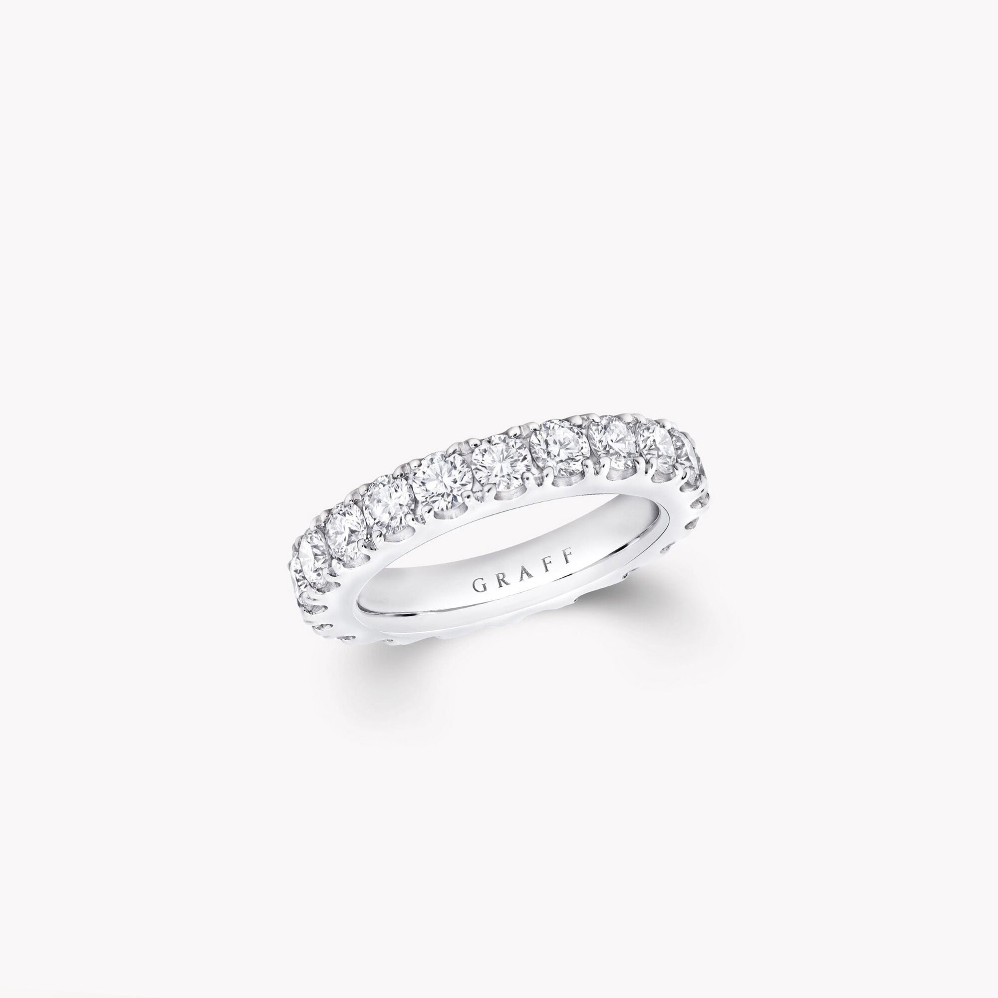 Castle Set Round Diamond Wedding Band, Platinum - Graff