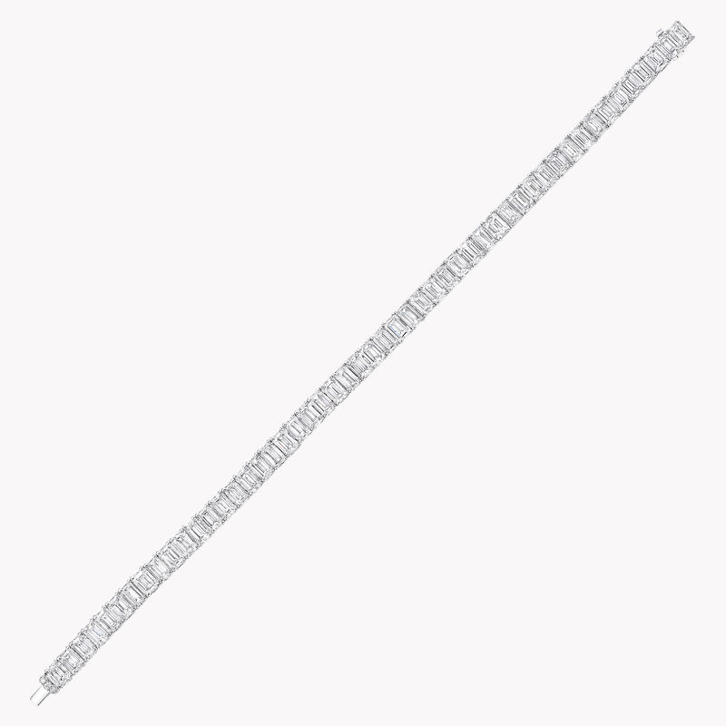 Slim Emerald Cut Diamond Bracelet, Platinum & White Gold - Graff