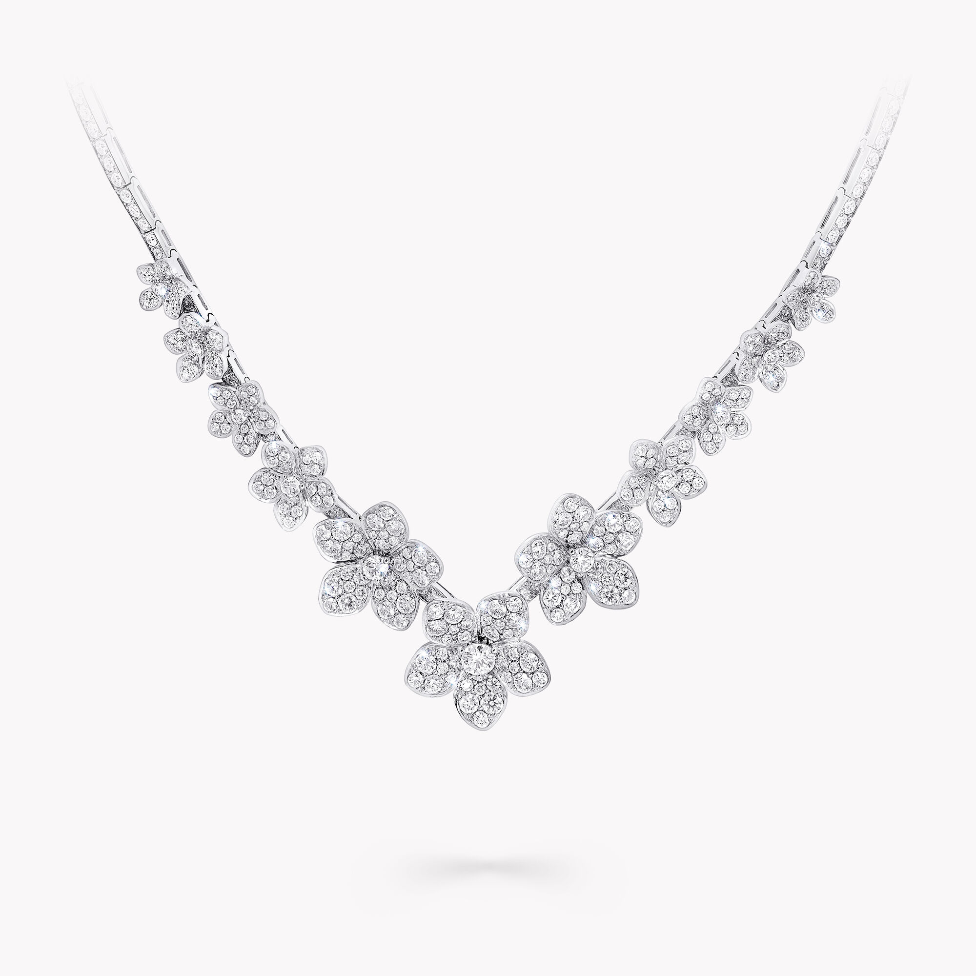 Wild Flower V Shape Diamond Necklace