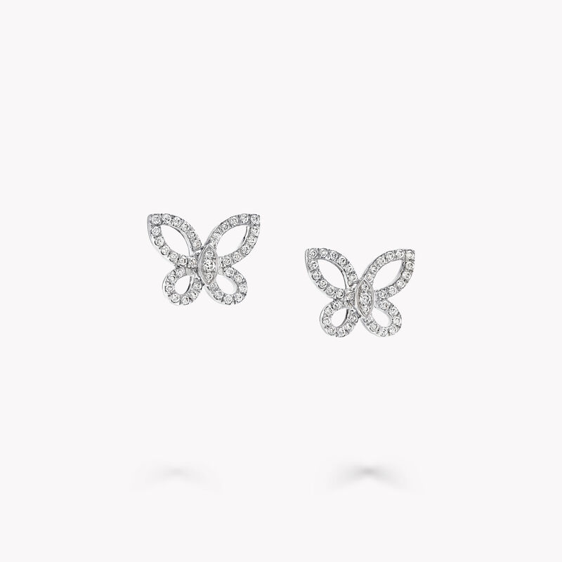Mini Butterfly Silhouette Diamond Earrings, white gold - Graff