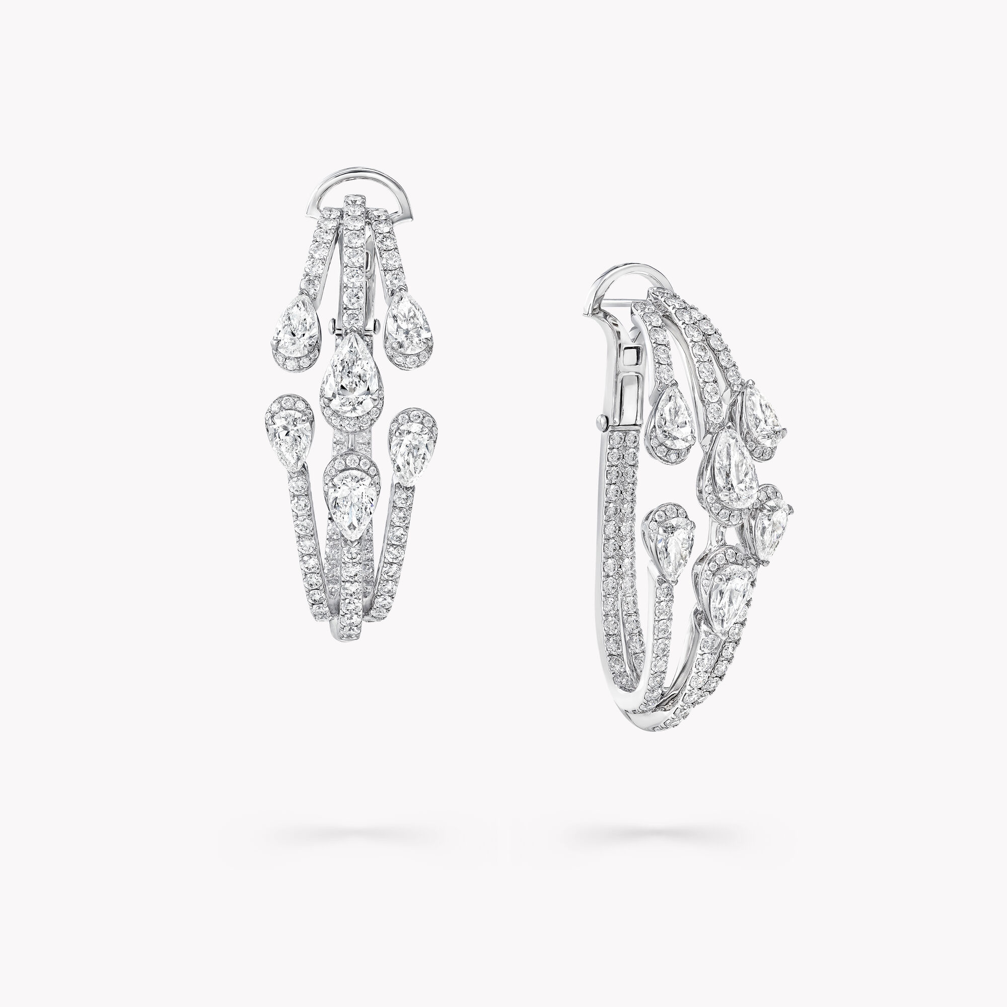 Duet Diamond Triple Hoop Earrings, White Gold | Graff