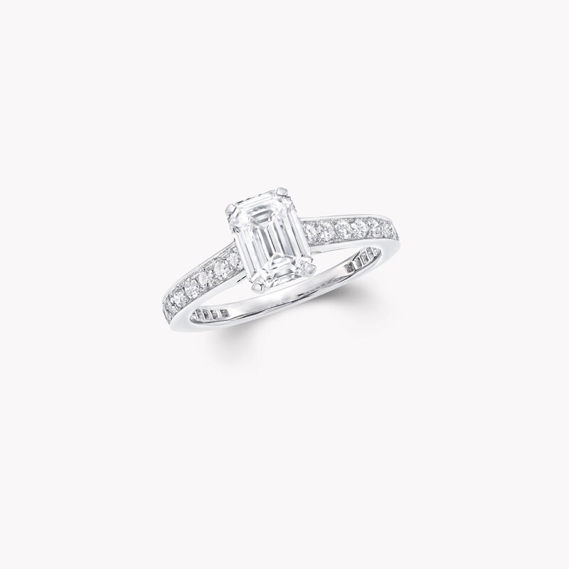 Flame Emerald Cut Diamond Engagement Ring, Platinum - Graff