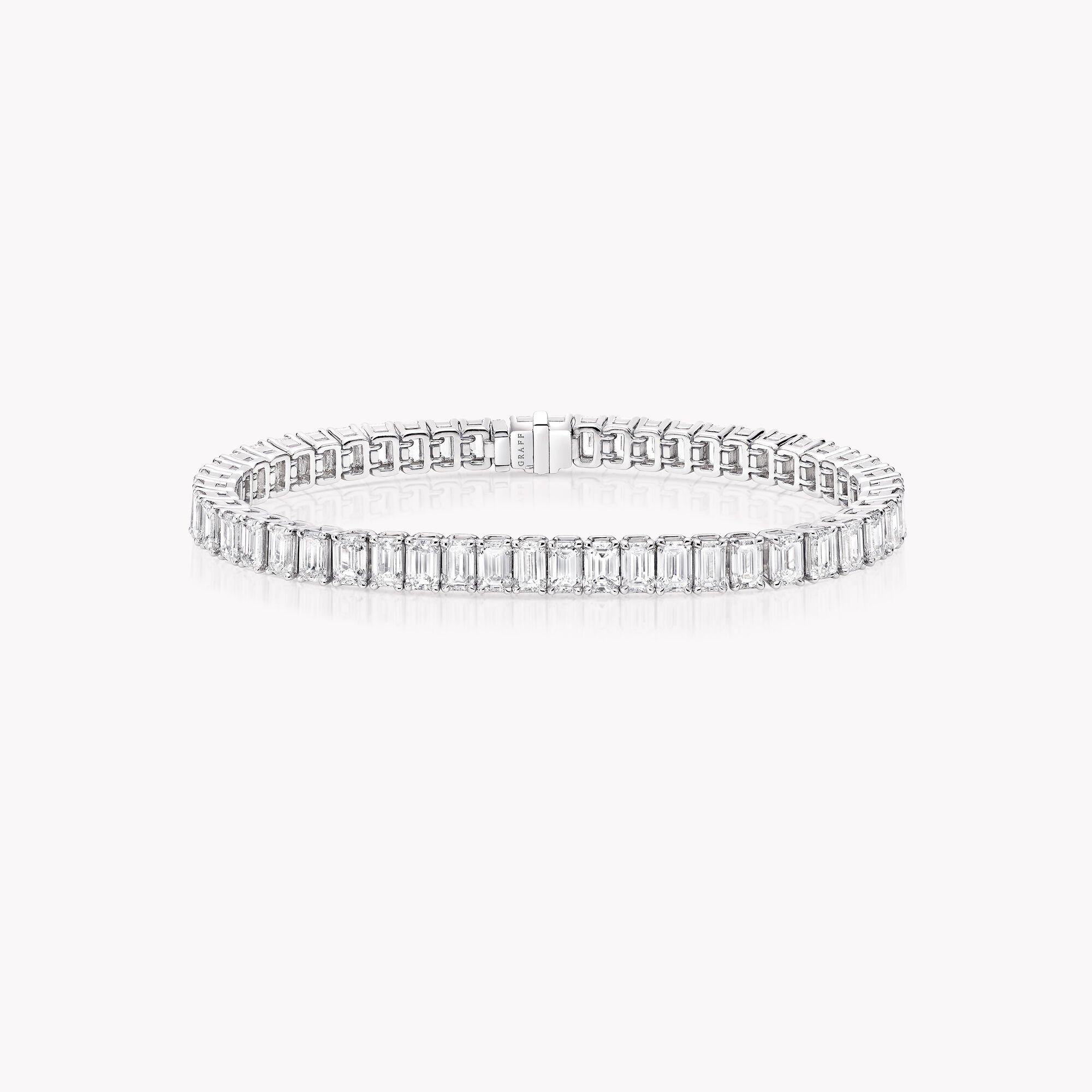 Slim Emerald Cut Diamond Bracelet, Platinum & White Gold - Graff