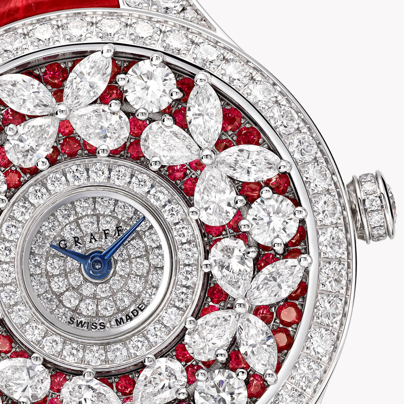 Classic Butterfly Diamond and Ruby Watch, diamond on ruby dial, white ...