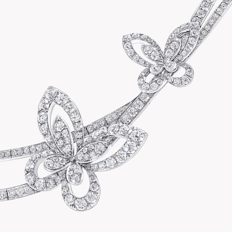 Butterfly Silhouette Diamond Double Row Necklace, - Graff