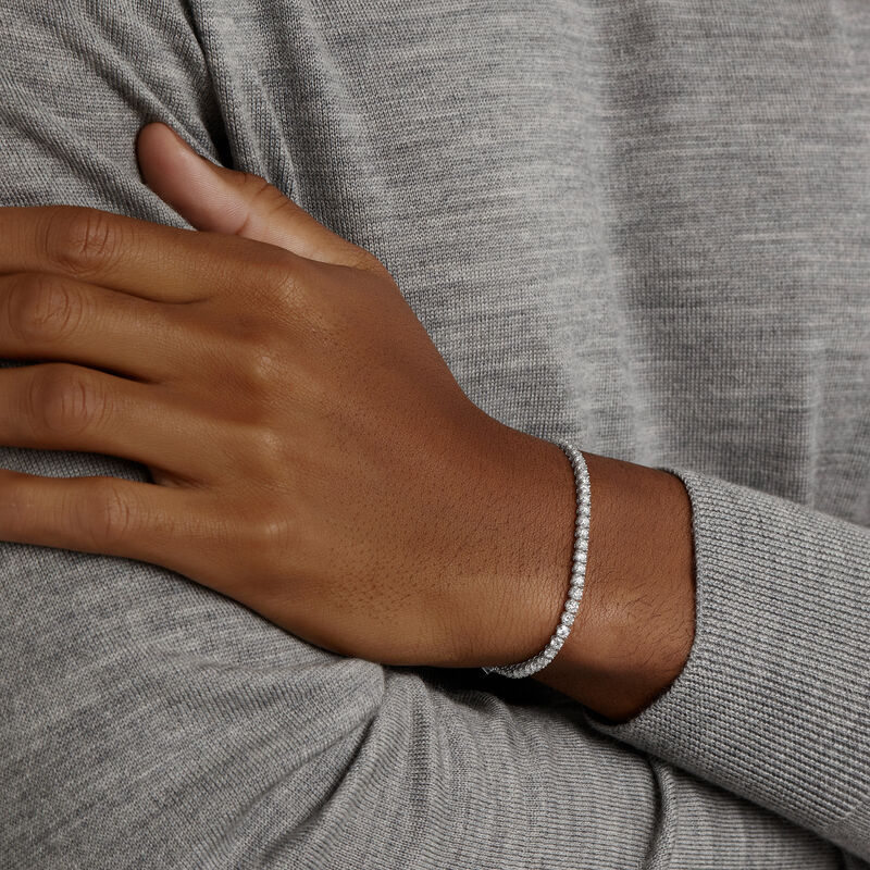 Round Diamond Slim Bracelet, White Gold - Graff