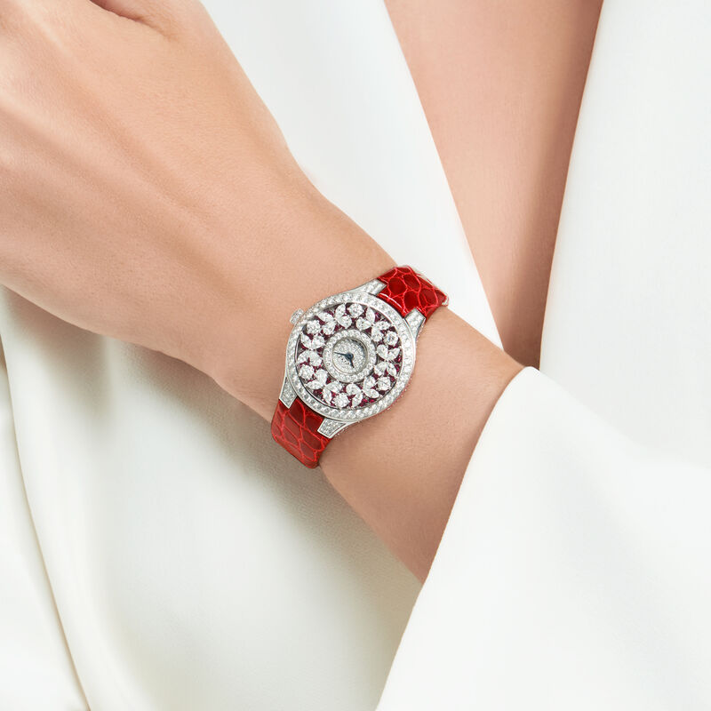 Classic Butterfly Diamond and Ruby Watch, diamond on ruby dial, white ...
