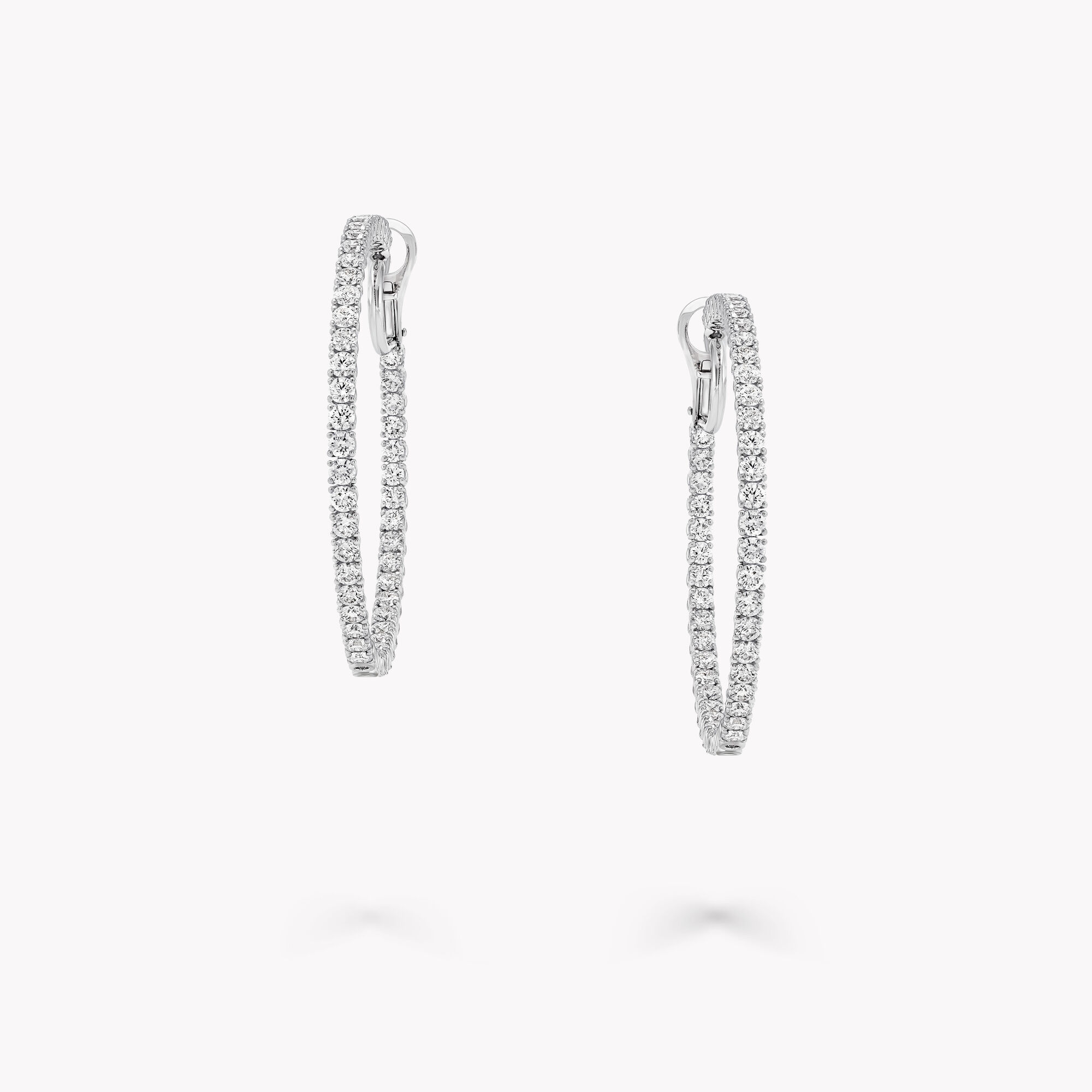 Round Diamond Large Hoop Earrings, white gold, 0.06 carats - Graff
