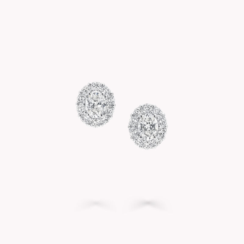 Icon Oval Diamond Stud Earrings, WHITE GOLD - Graff