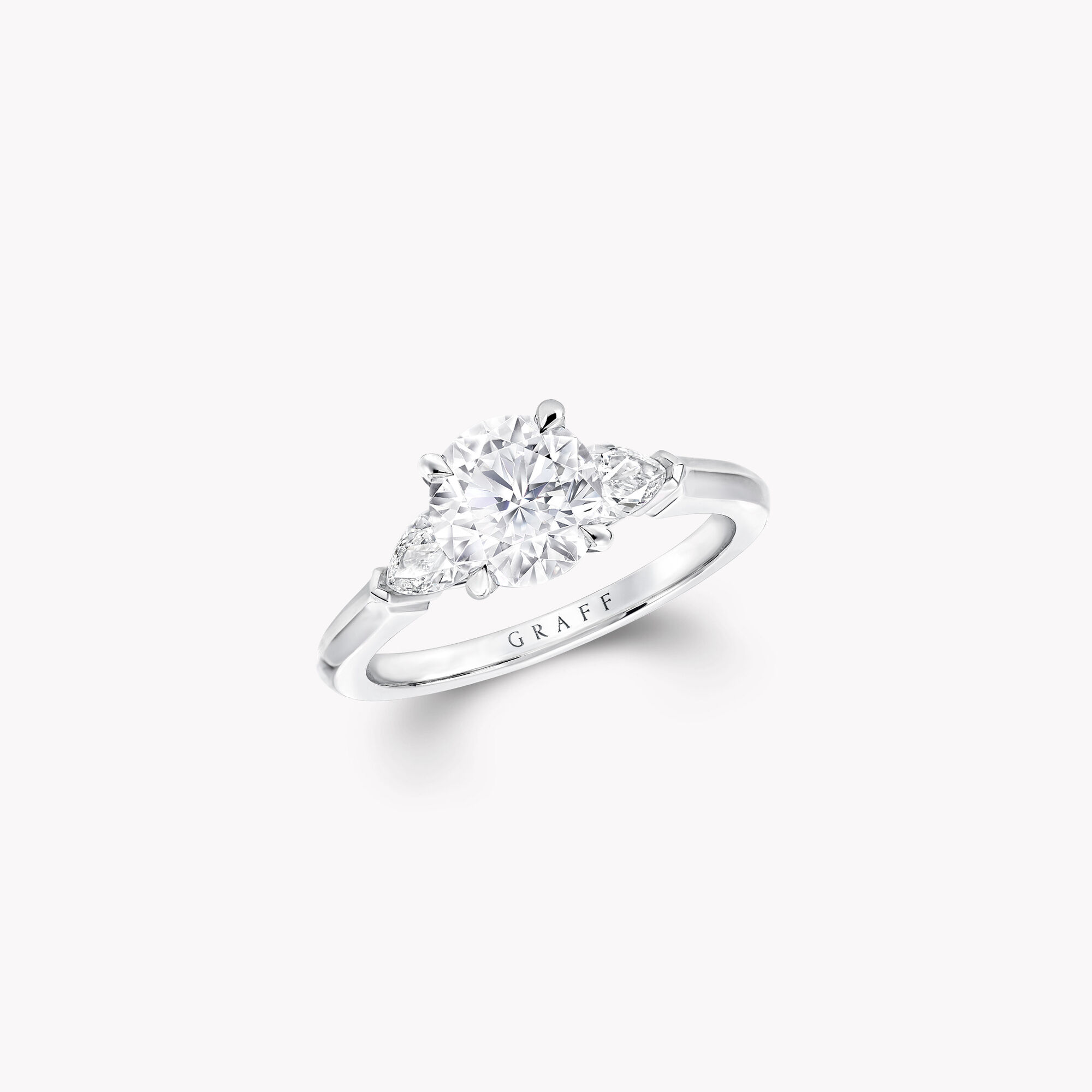 Promise Round Diamond Engagement Ring, Pear Shape Side Stone | Graff