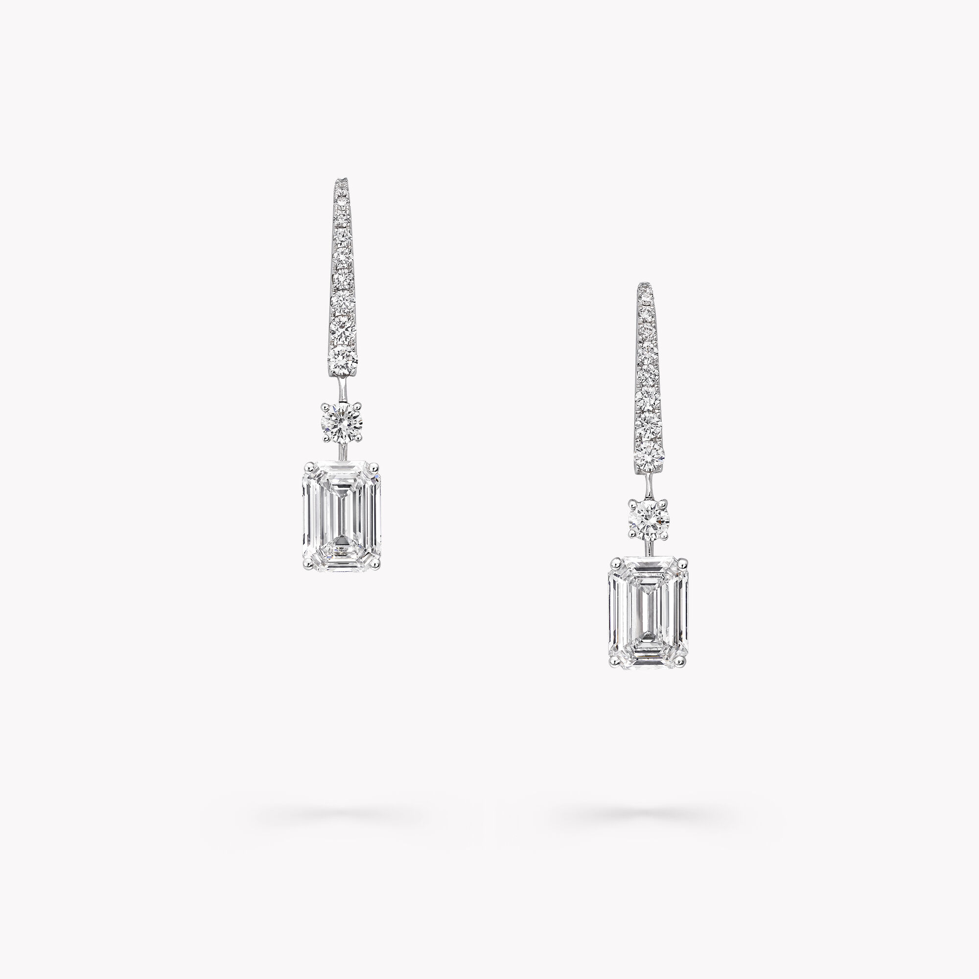 Emerald Diamond Solitaire Earrings, White Gold - Graff