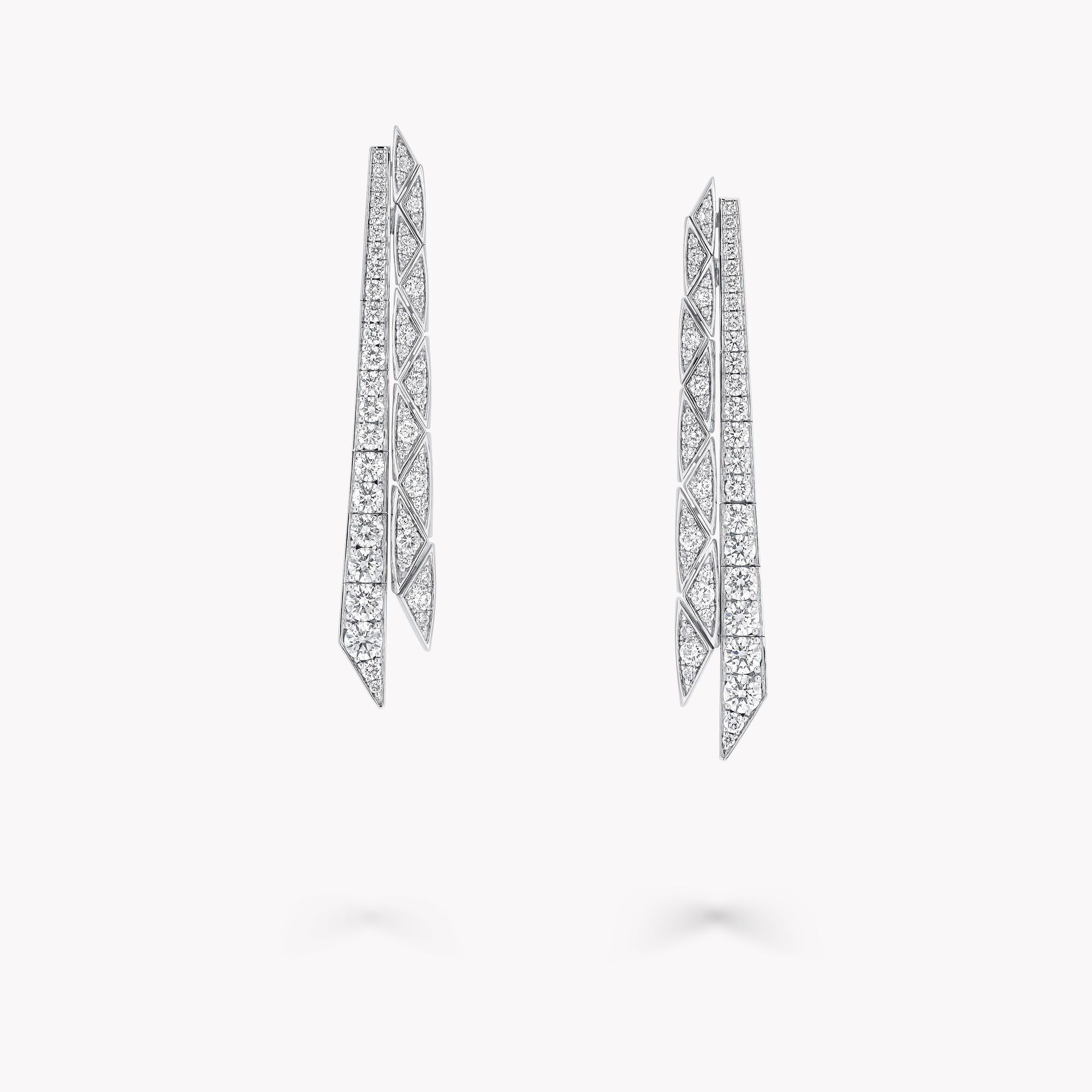 Laurence Graff Signature Faceted Double-Strand Earrings, White Gold - Graff