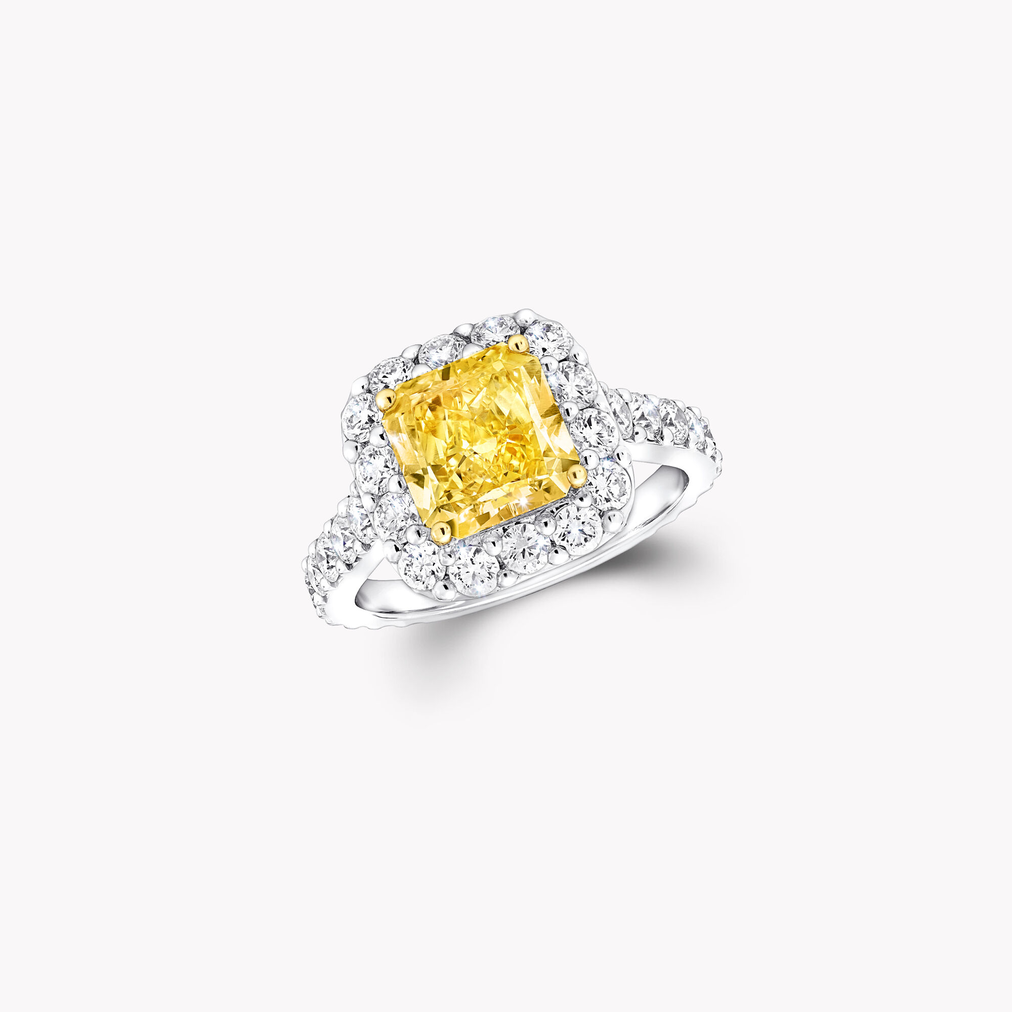 Icon Radiant Cut Yellow and White Diamond Engagement Ring, White Gold ...
