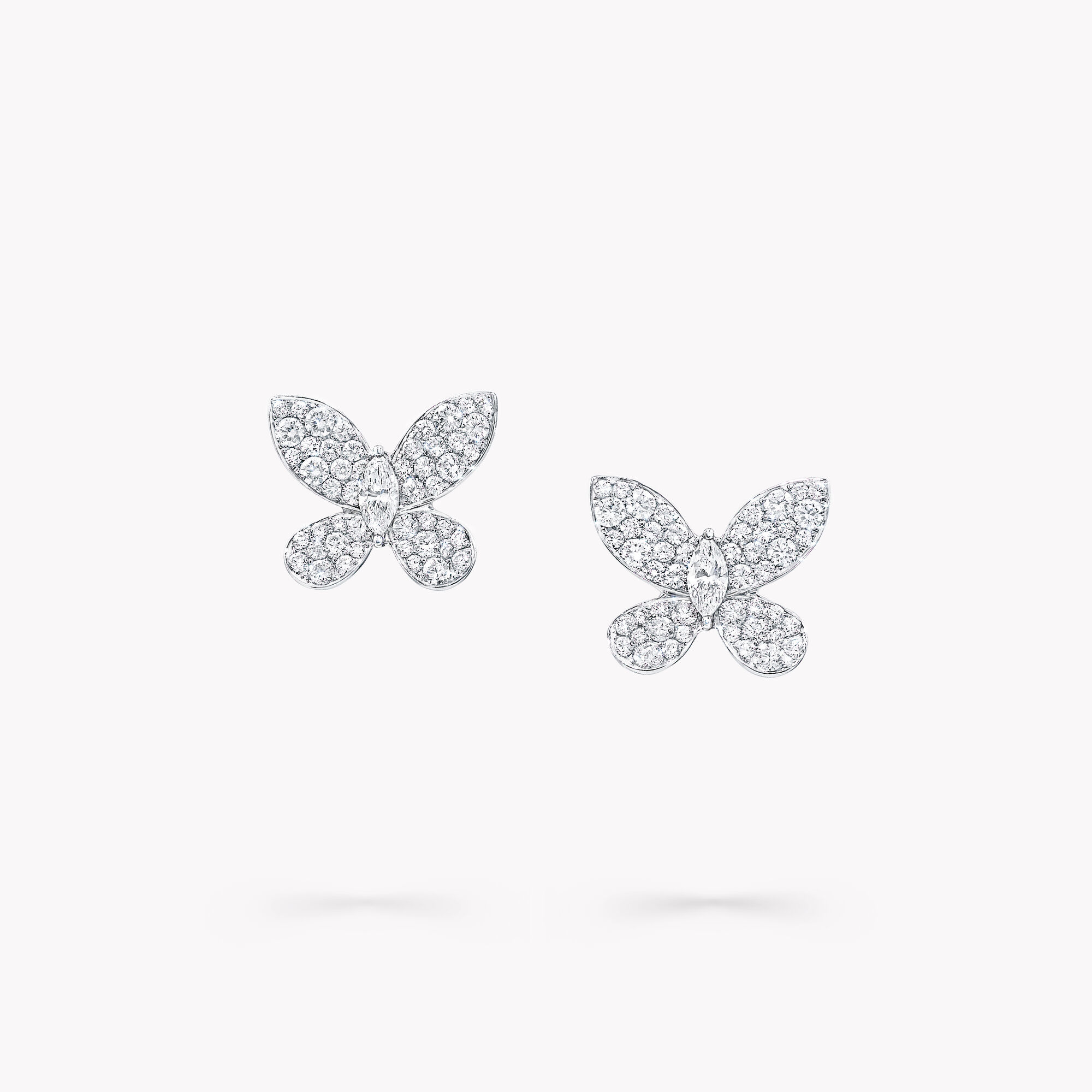 Pavé Butterfly Diamond Small Stud Earrings, White Gold - Graff