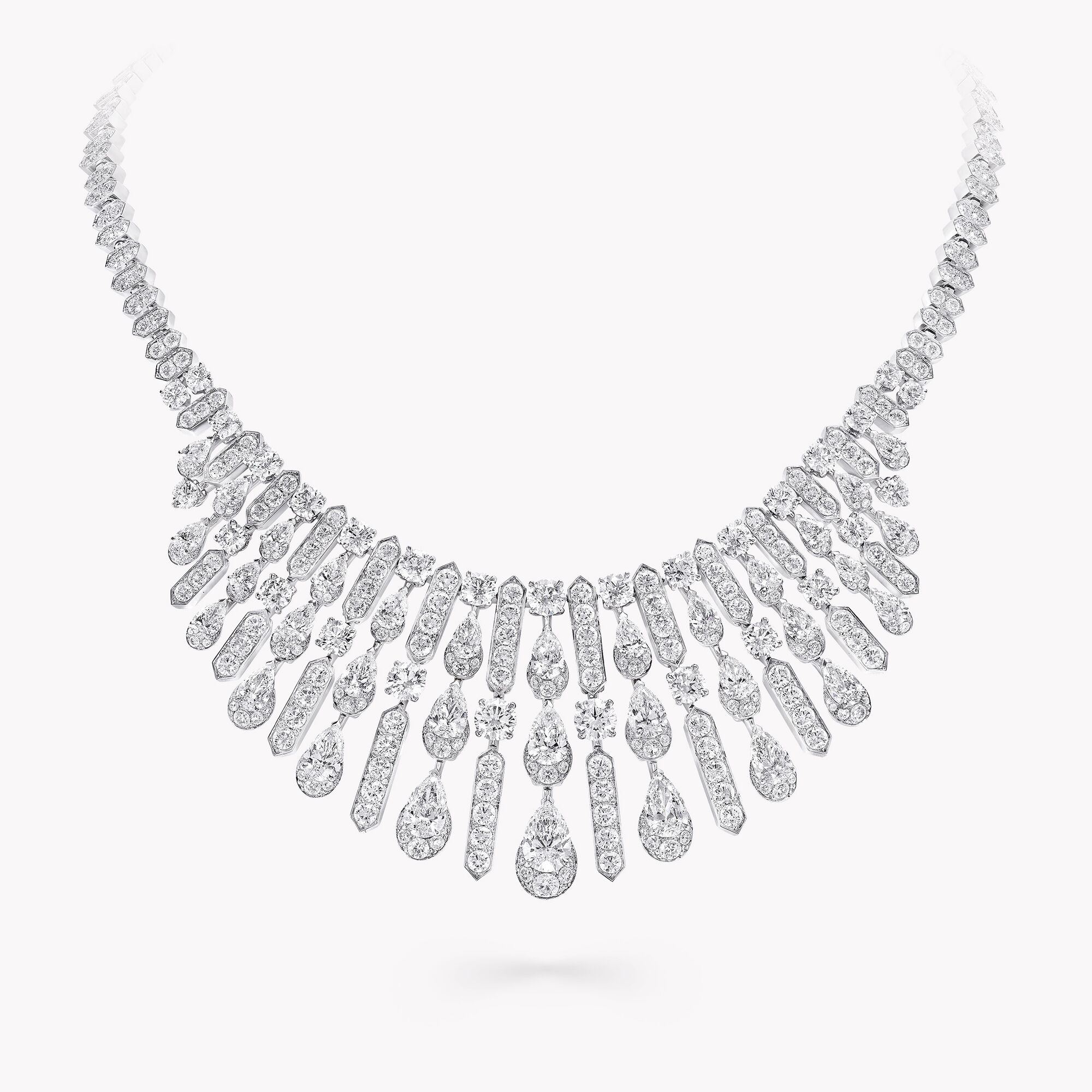 White Pear Shape and Round Diamond Necklace, White Gold - Graff