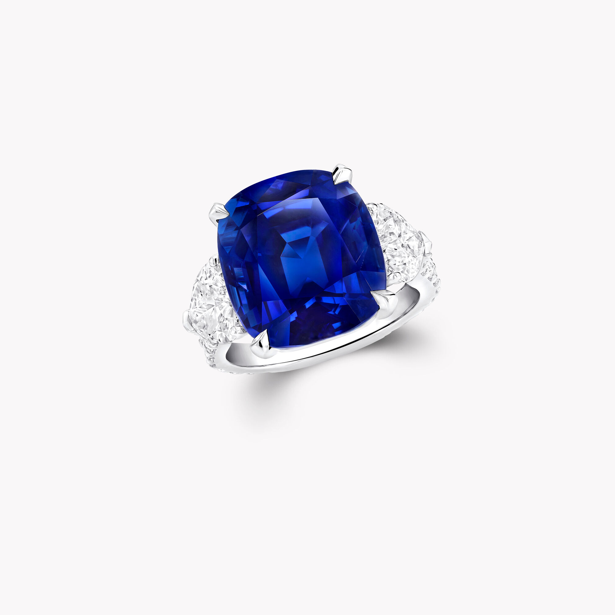 Sapphire Cushion Cut Solitaire Ring, - Graff
