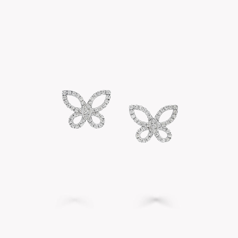 Mini Butterfly Silhouette Diamond Earrings, white gold - Graff