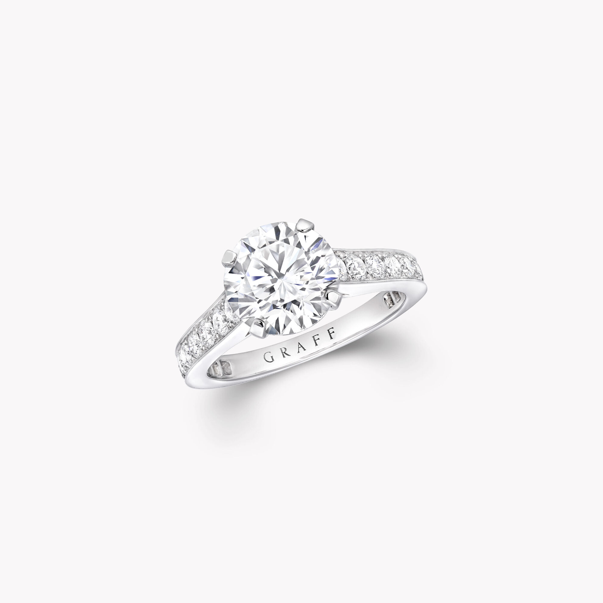 Flame Round Diamond Engagement Ring, Platinum - Graff