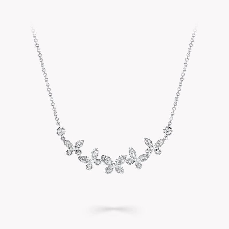 Butterfly Petite Pavé Diamond Line Pendant, WHITE GOLD - Graff