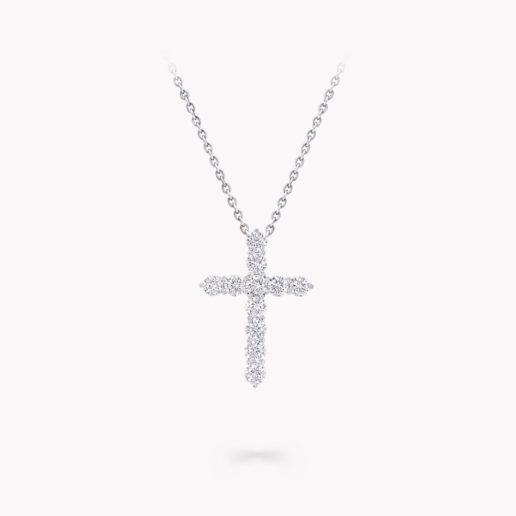 Grand pendentif croix en diamants ronds, or blanc - Graff