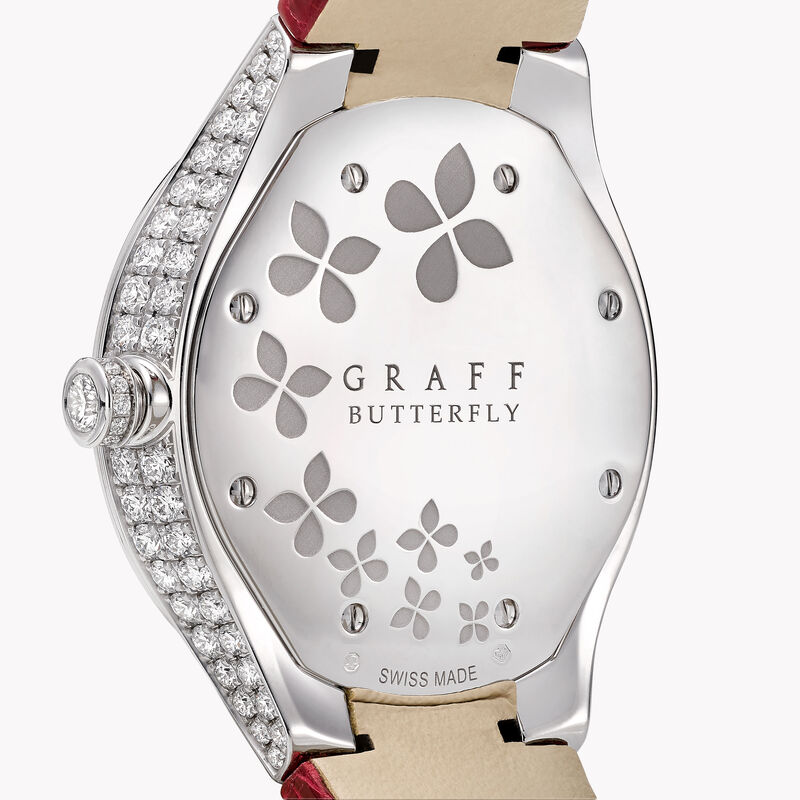 Classic Butterfly Diamond and Ruby Watch, diamond on ruby dial, white ...