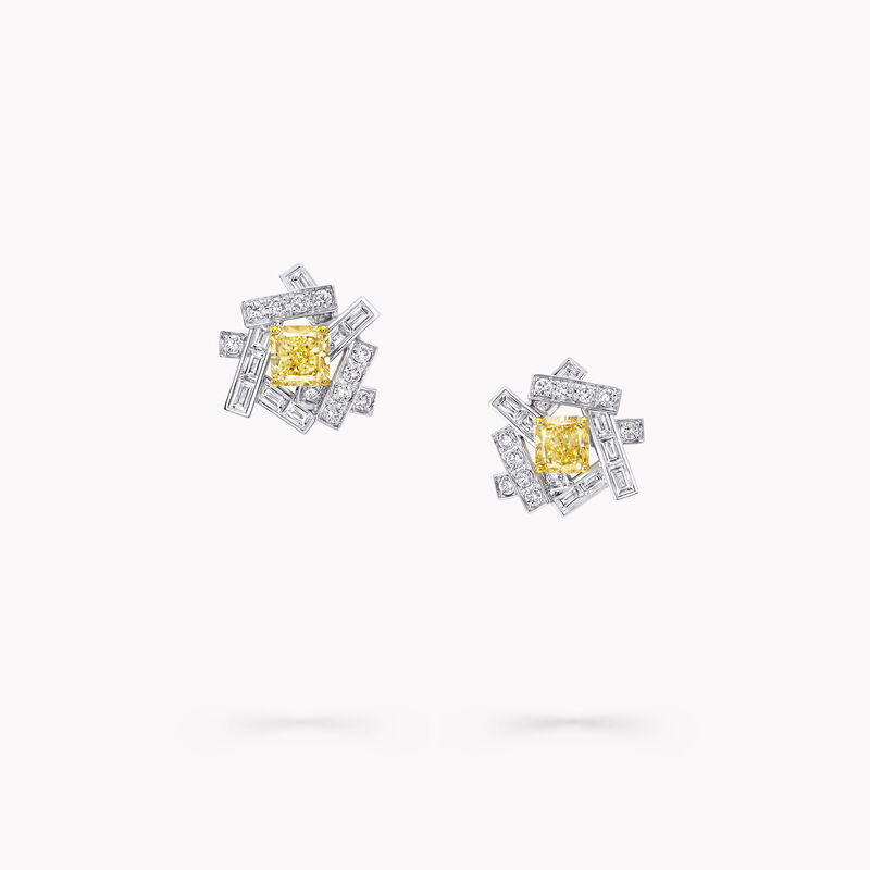 Threads Yellow and White Diamond Stud Earrings, White & Yellow Gold - Graff