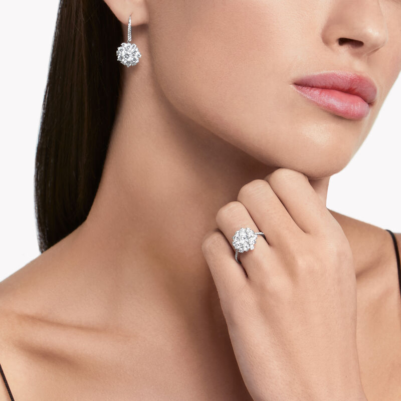 Round Diamond Cluster Ring, White Gold - Graff